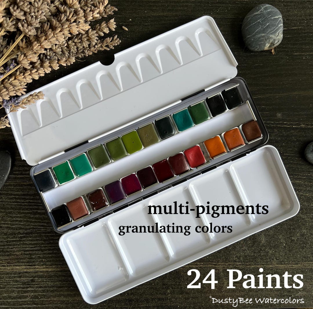 24 Multi-pigment Colors - SET OF 24 - Granulating, Handmade Watercolor ...