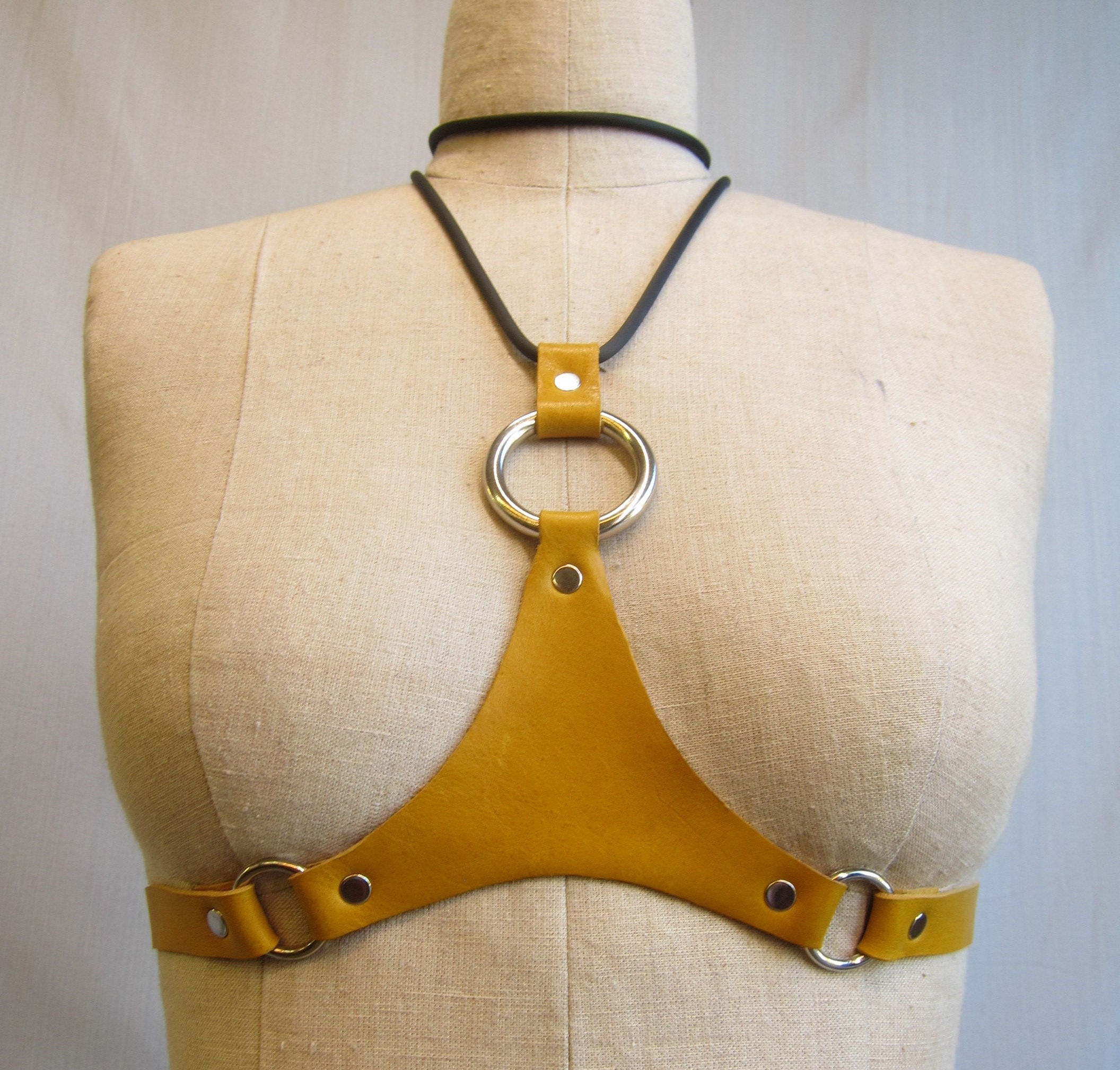 Trinity Heart Harness Handmade Genuine Black Leather - Etsy