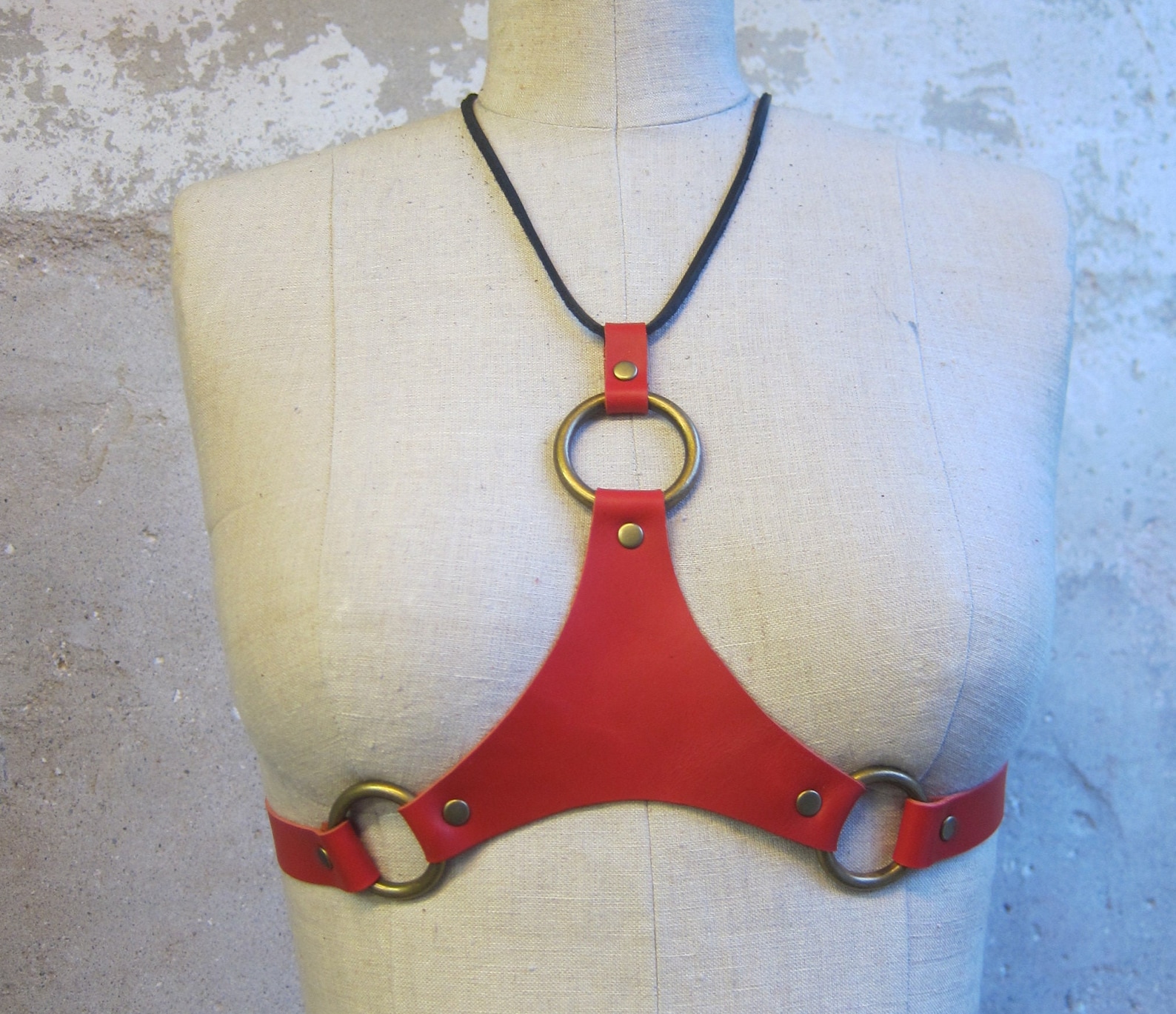 Trinity Heart Harness Handmade Genuine Black Leather - Etsy
