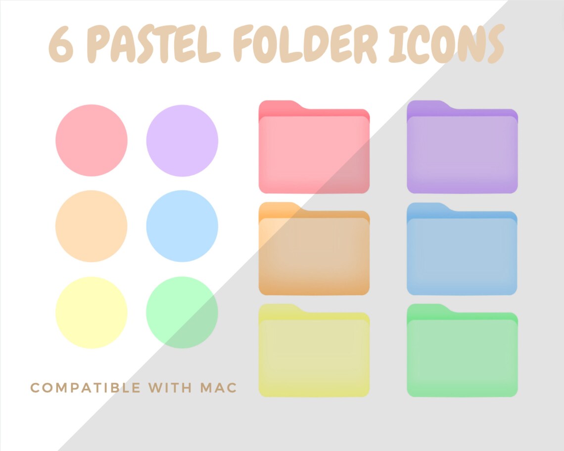 6 Pastel Folder Icons for Desktop - Etsy