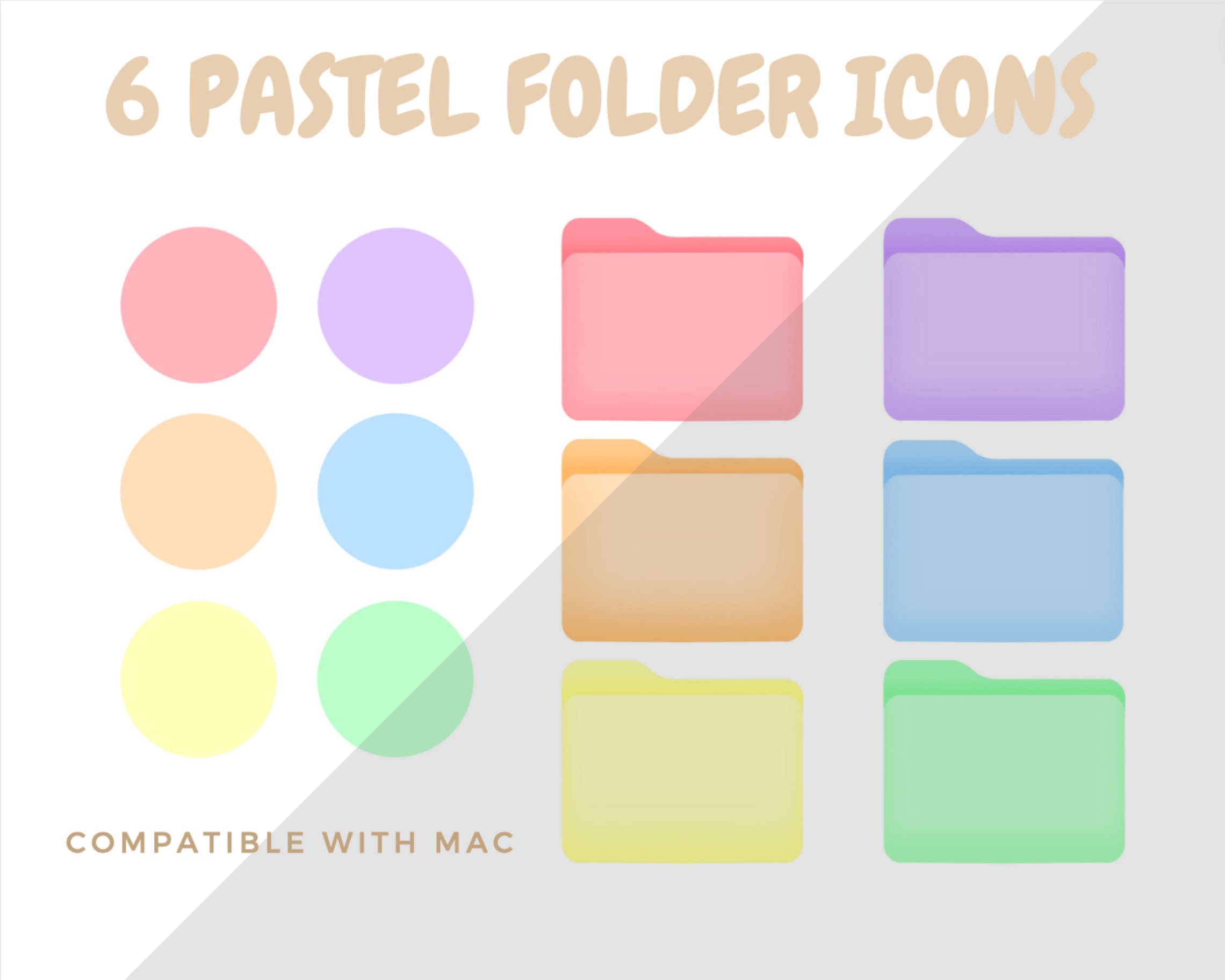 6 Pastel Folder Icons for Desktop - Etsy