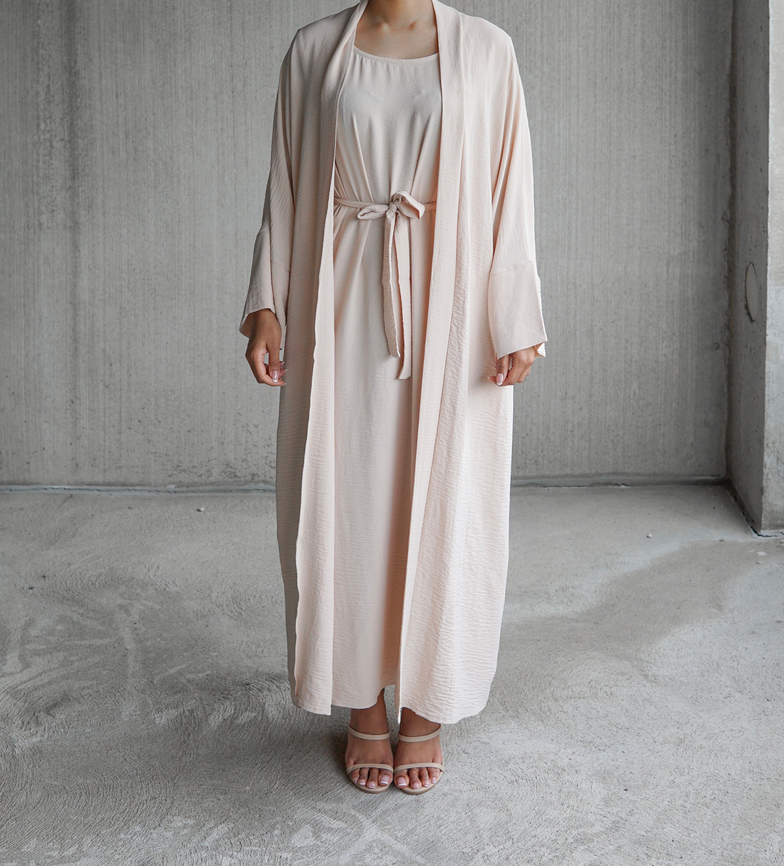 Alvina Abaya Two Piece Luxury Modest Cardigan Dress Ecru Beige - Etsy