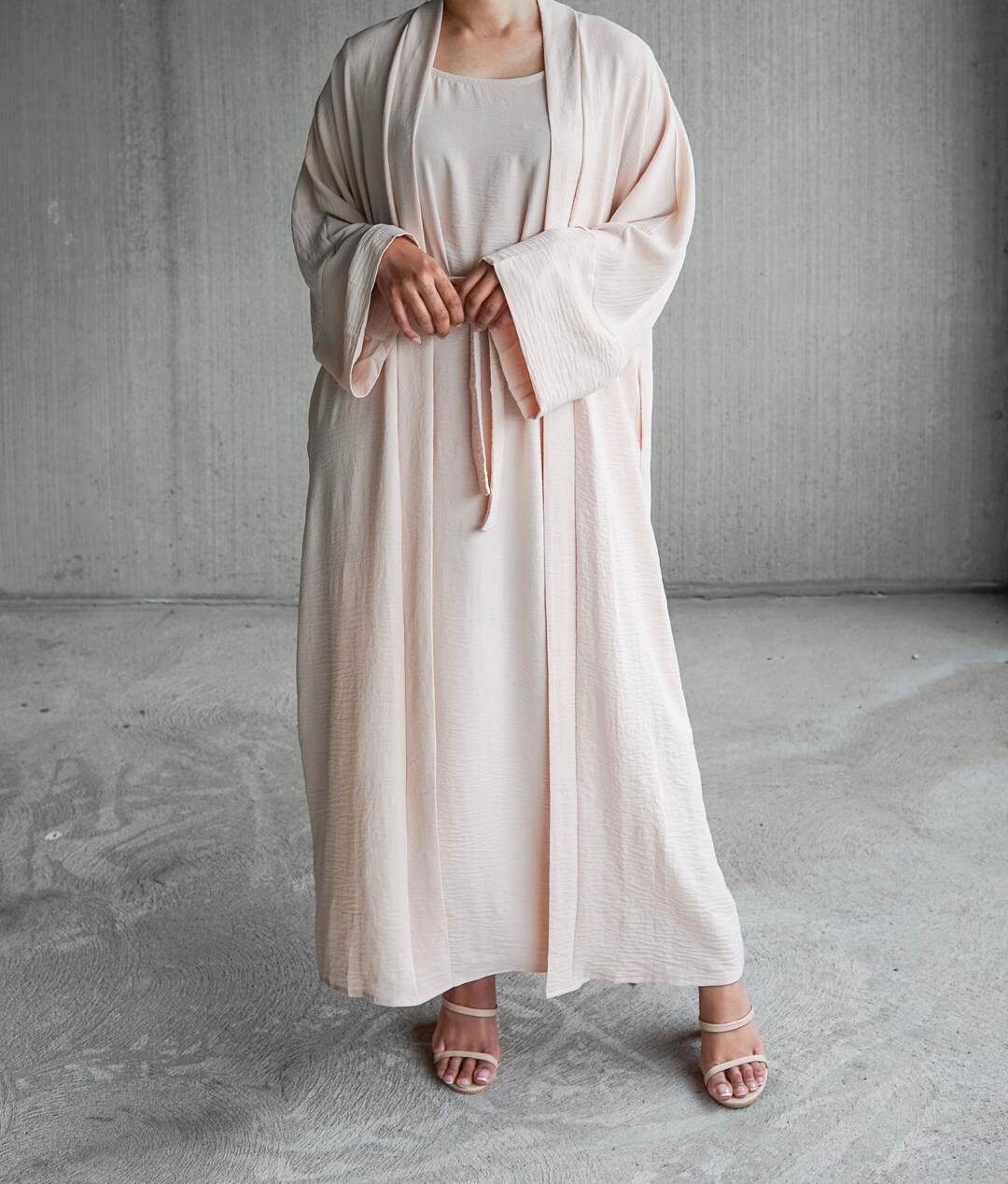 Alvina Abaya Two Piece Luxury Modest Cardigan Dress Ecru Beige - Etsy