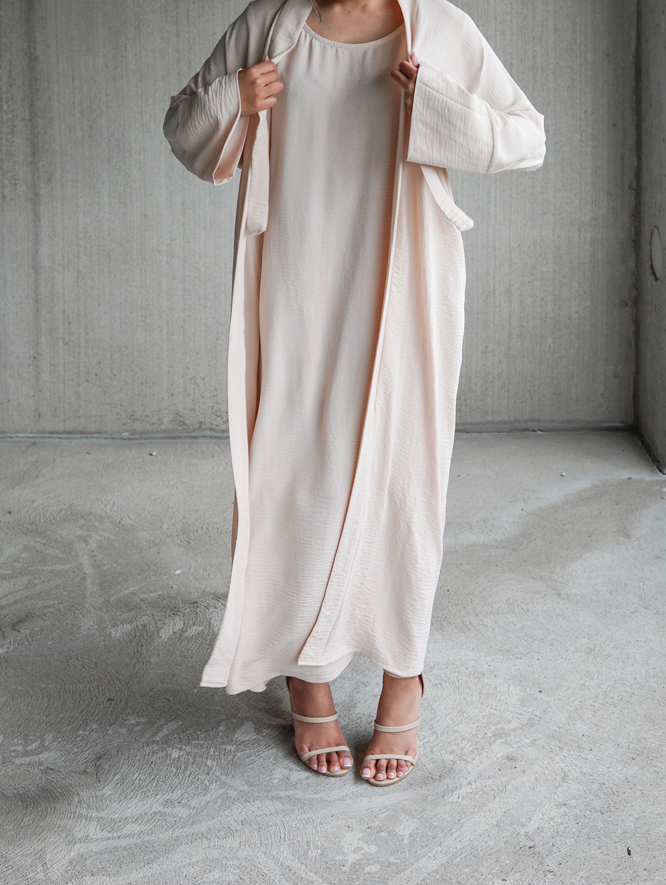 Alvina Abaya Two Piece Luxury Modest Cardigan Dress Ecru Beige - Etsy