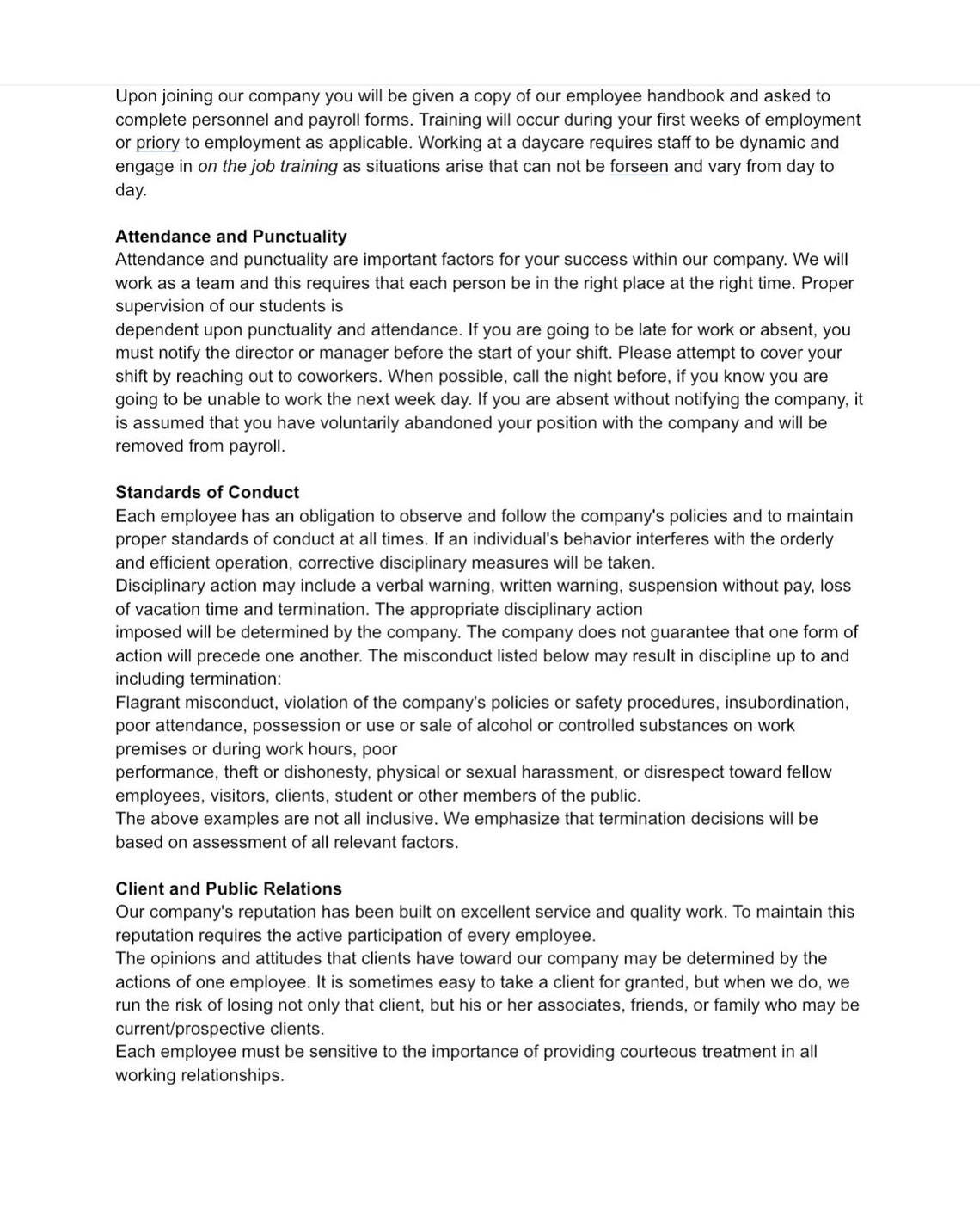 Daycare Childcare Employee Handbook Template EDITABLE Etsy Ireland