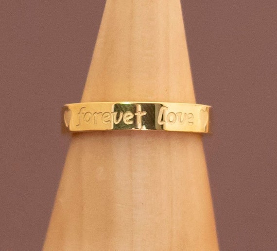 Vintage "Forever Love" Gold Promise Ring Size 7 - U6 - Gem