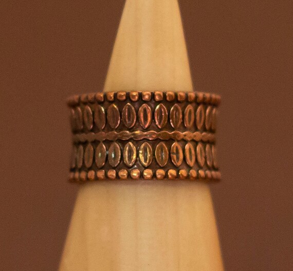 Vintage Copper Cleopatra Symbolic Ring Size 6 1/2 - U5 - Gem