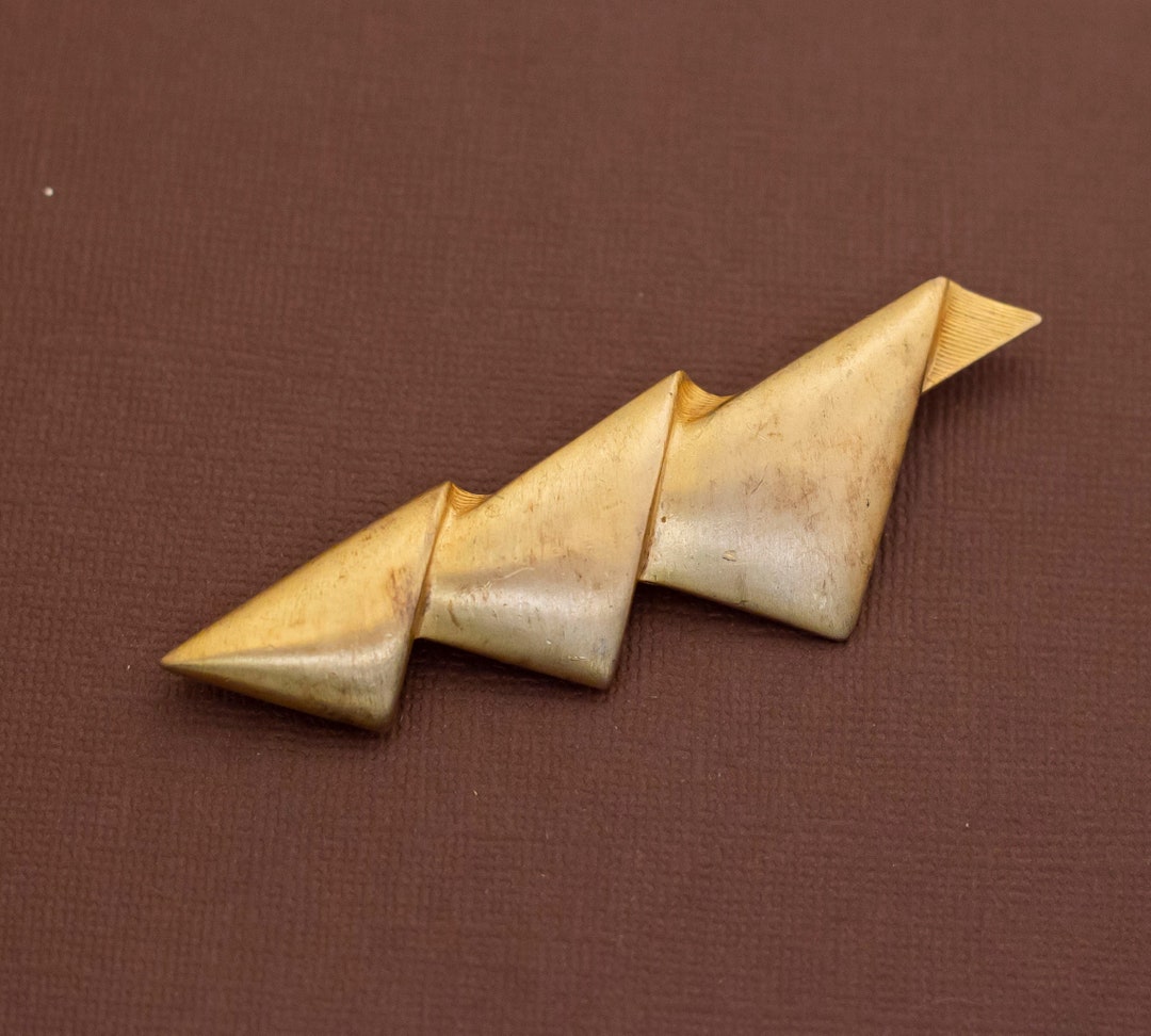 Vintage Thunder Origami Gold Tone Brooch by MJENT - U19 - Etsy