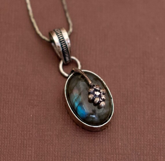 Vintage Art Deco Mermaid Deep Sea Gem Necklace 18 inc… - Gem