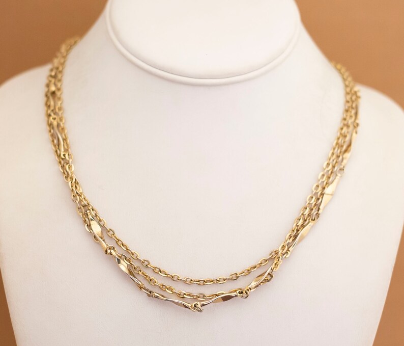 Vintage Cable Style Chain Gold Tone Multi Strand Necklace 25 Inch U8 - Etsy