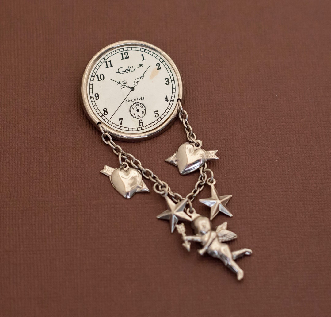 Vintage Intricate Celestial Angel of Love Time Clock Brooch - U19 - Etsy
