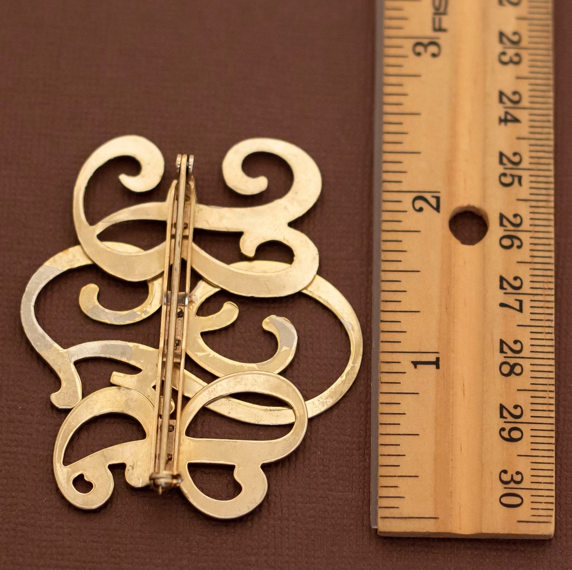 Vintage Victorian Style Lettering Gold Tone Brooch U21 - Etsy