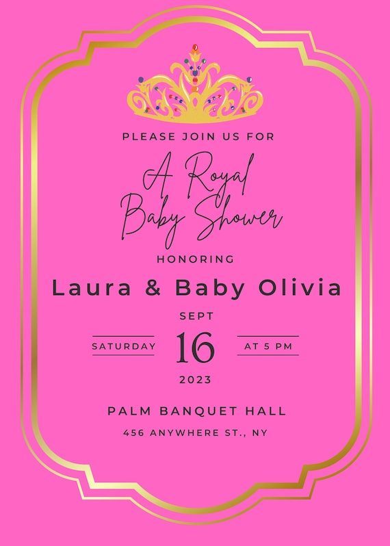 Elegant Royal Baby Shower Invites Pink And Gold Princess Baby Shower