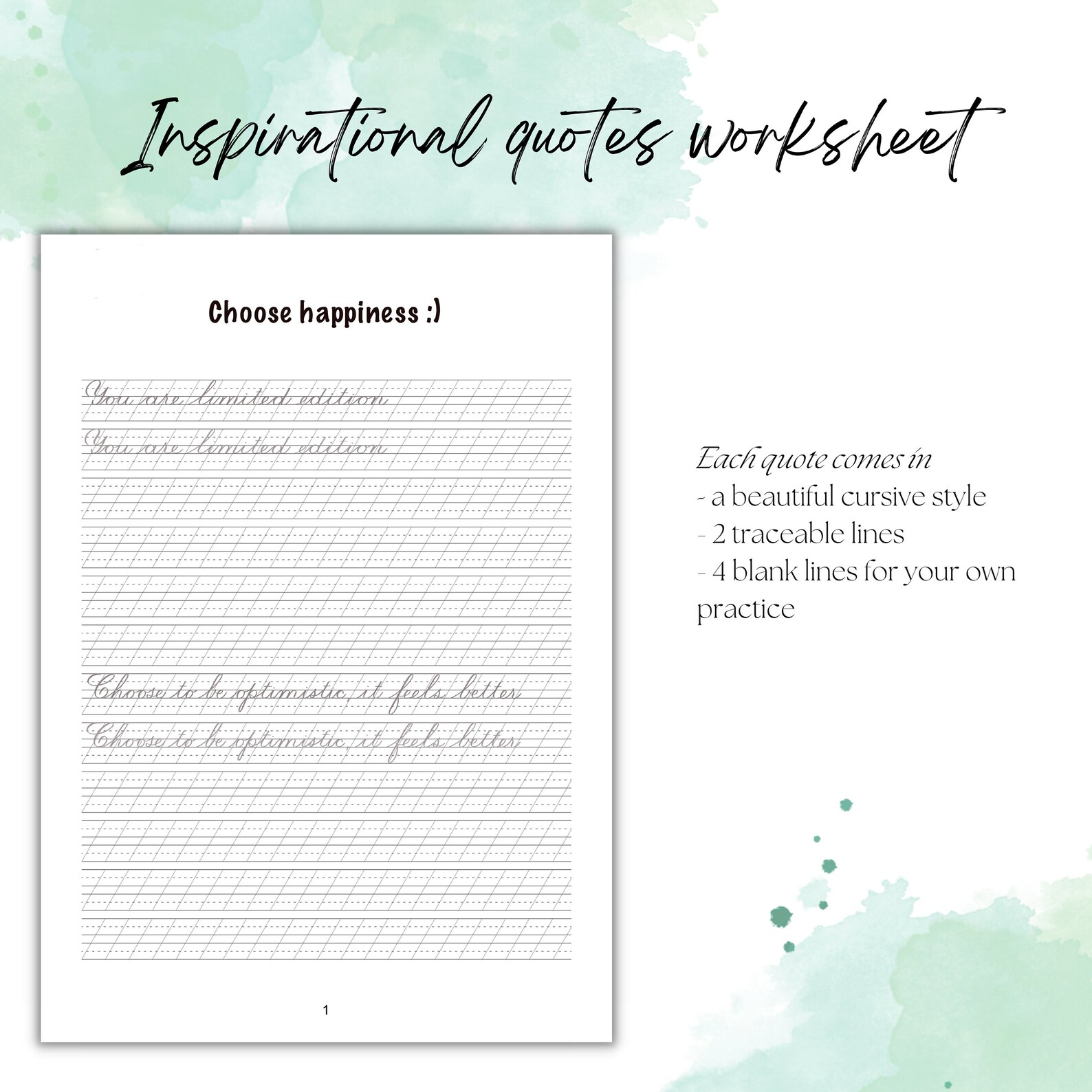 Printable Cursive Writing Worksheet With Inspirational Quotes ...