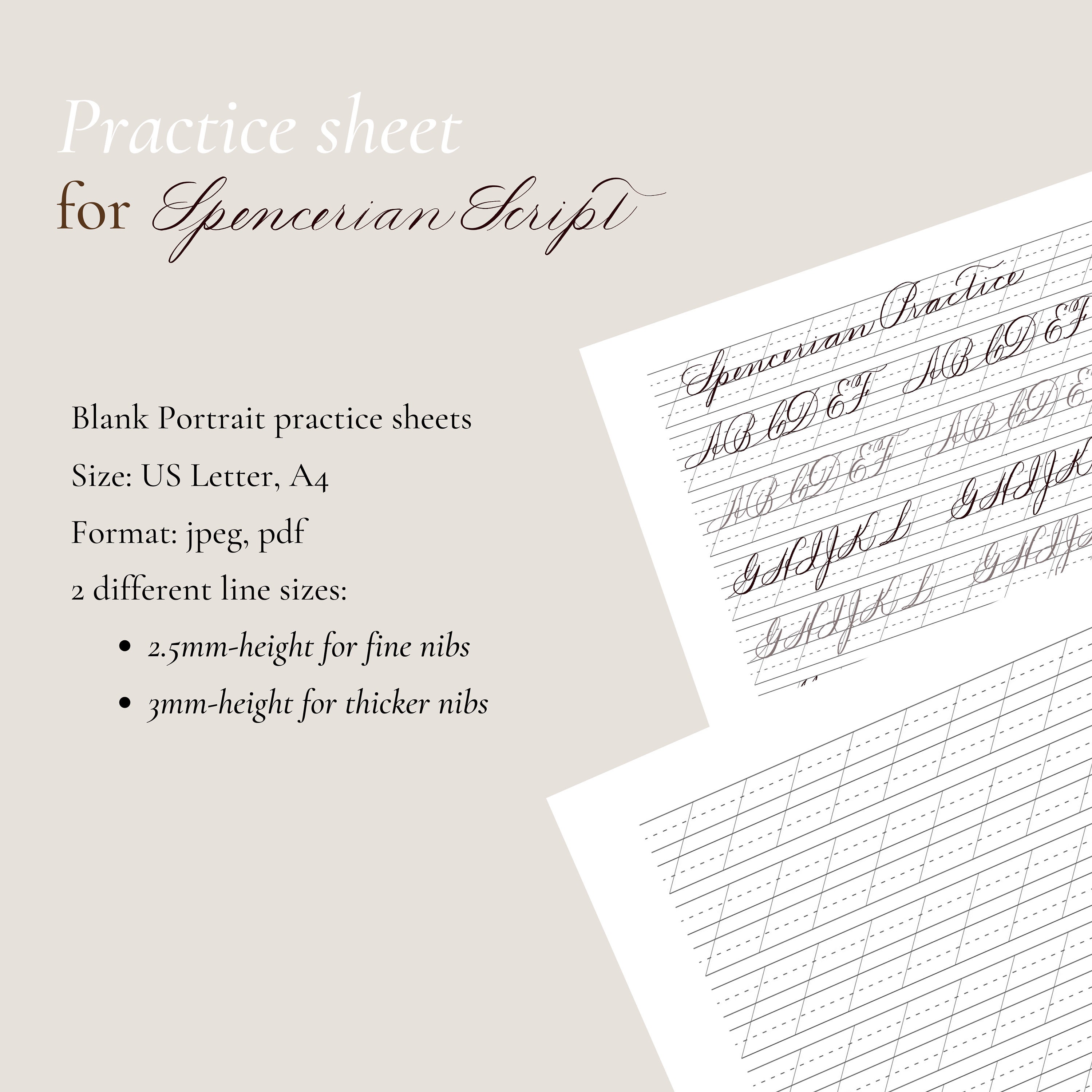 Printable Blank Handwriting Practice Sheet for Spencerian Script ...