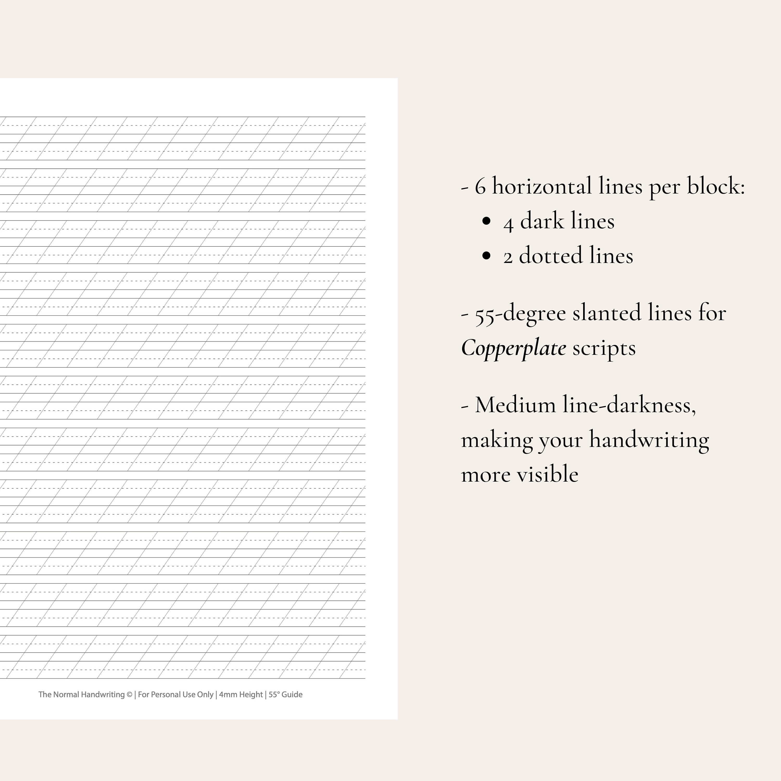 Printable Blank Handwriting Practice Sheet for Copperplate/ Handwriting ...