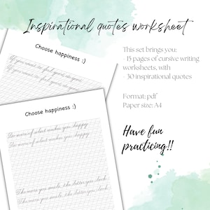 Printable Cursive Writing Worksheet With Inspirational Quotes ...