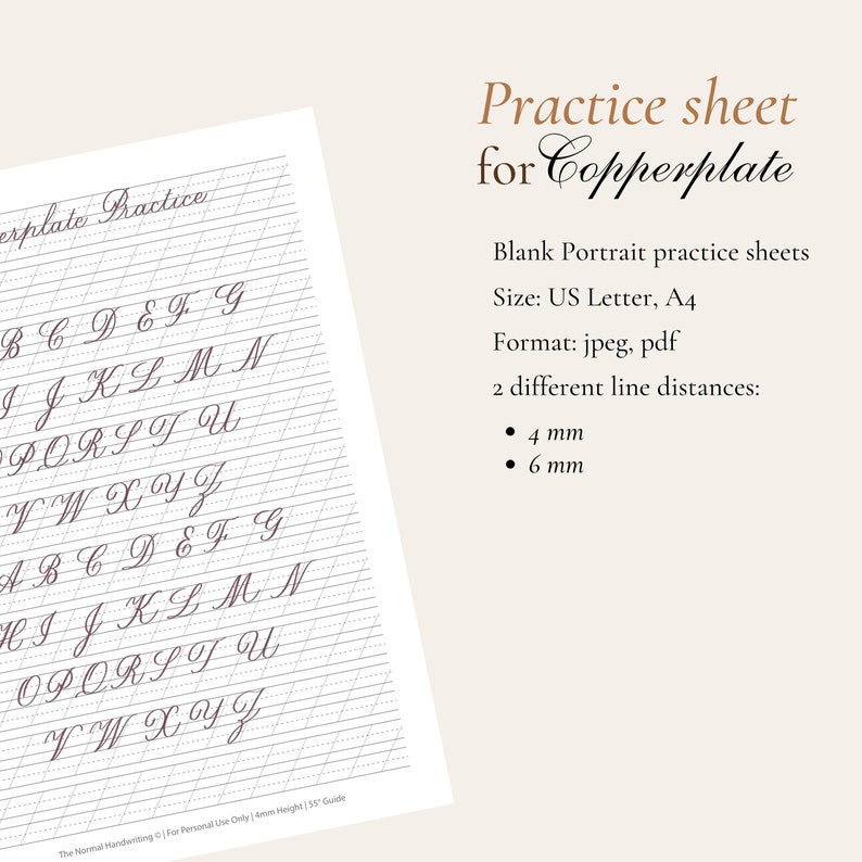 Printable Blank Handwriting Practice Sheet for Copperplate/ Handwriting ...