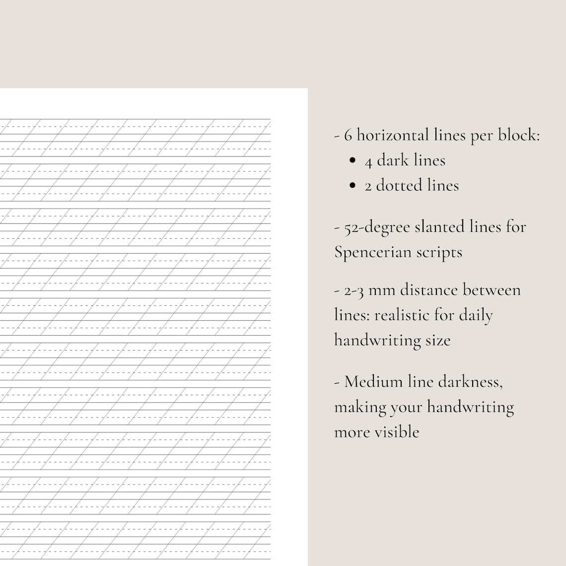 Printable Blank Handwriting Practice Sheet for Spencerian Script ...