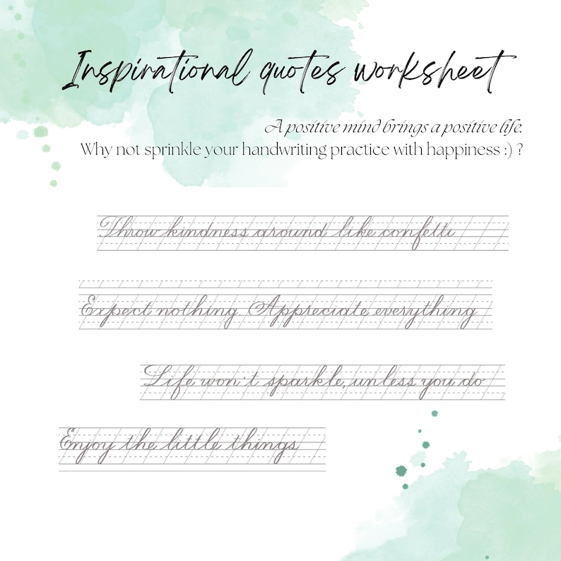 Printable Cursive Writing Worksheet With Inspirational Quotes ...