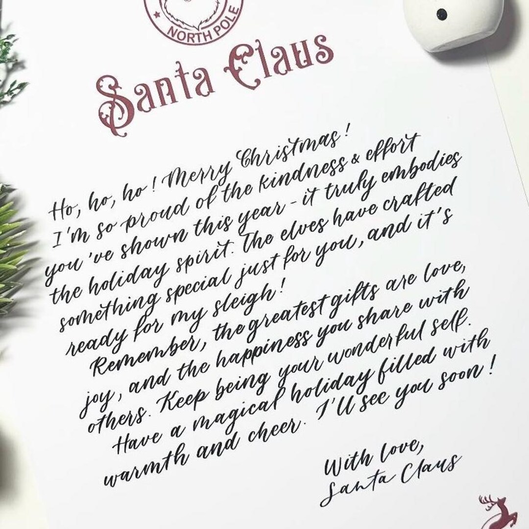Printable Handwritten Letter From Santa Claus/ Christmas Letter ...