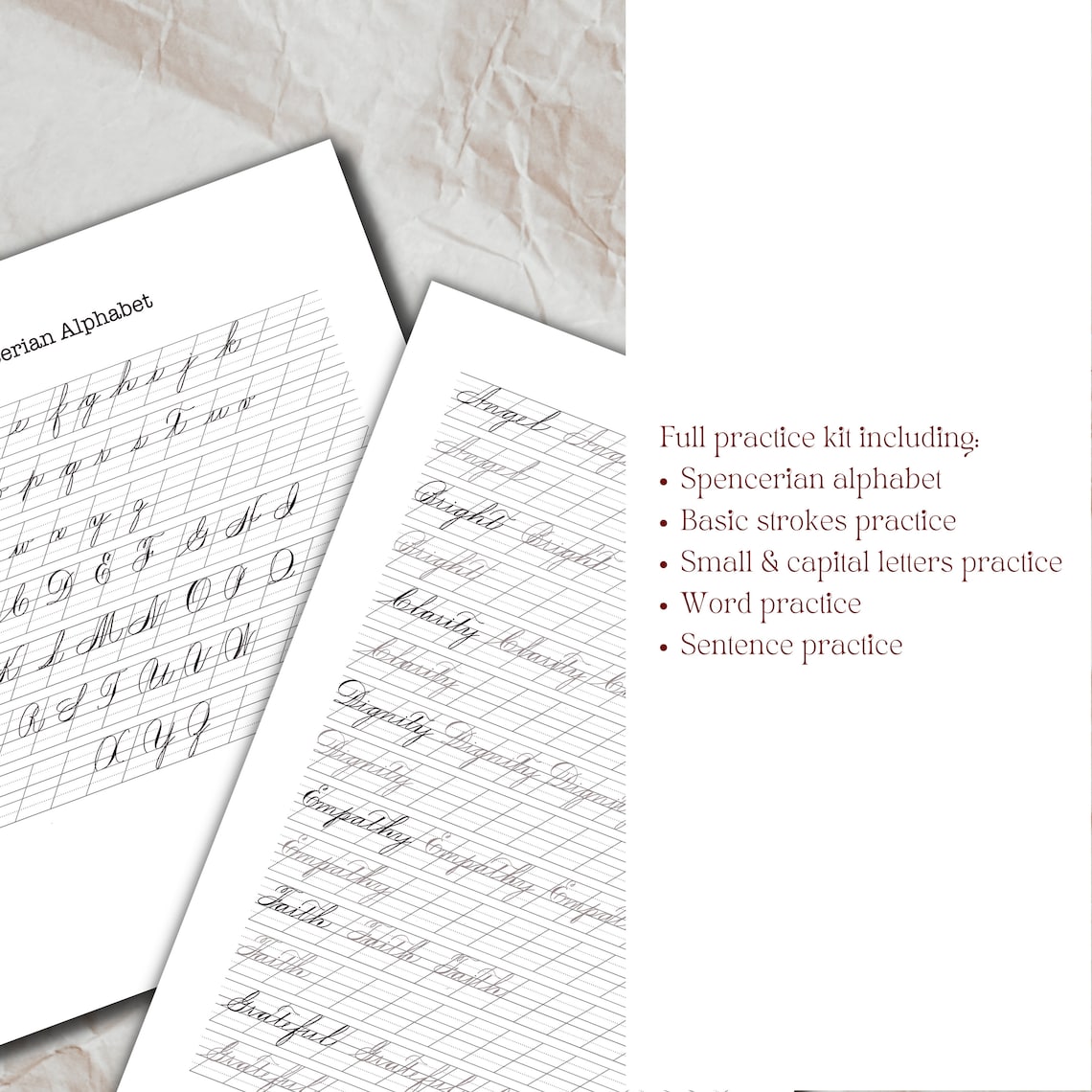 Spencerian Penmanship Practice Sheets: Handwriting & Calligraphy (PDF ...