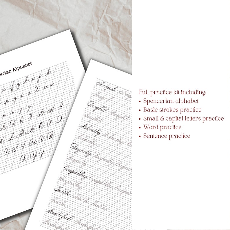 Spencerian Penmanship Practice Sheets: Handwriting & Calligraphy (PDF ...