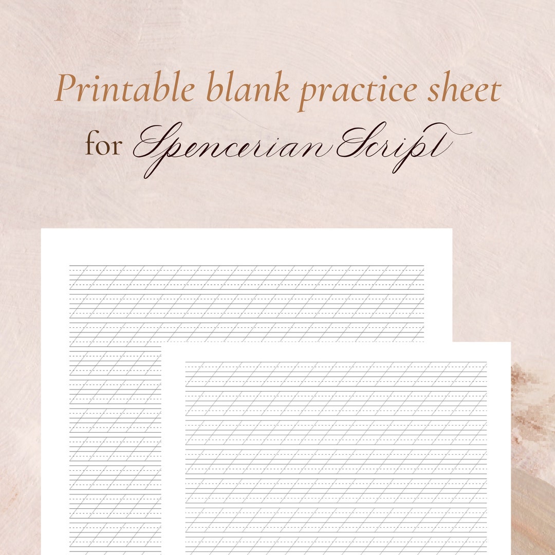 Printable Blank Handwriting Practice Sheet for Spencerian Script ...