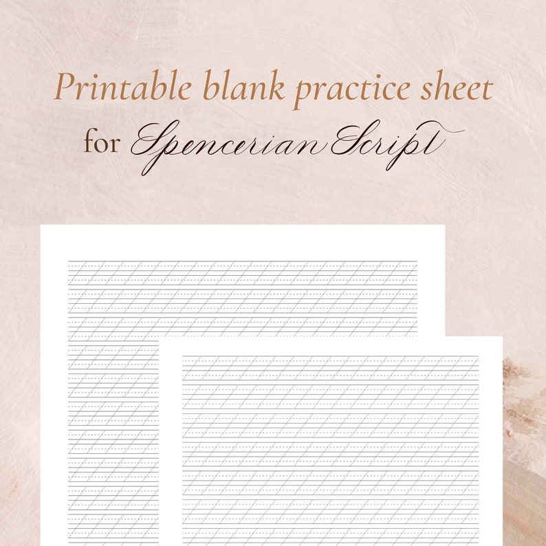 Printable Blank Handwriting Practice Sheet for Spencerian Script ...