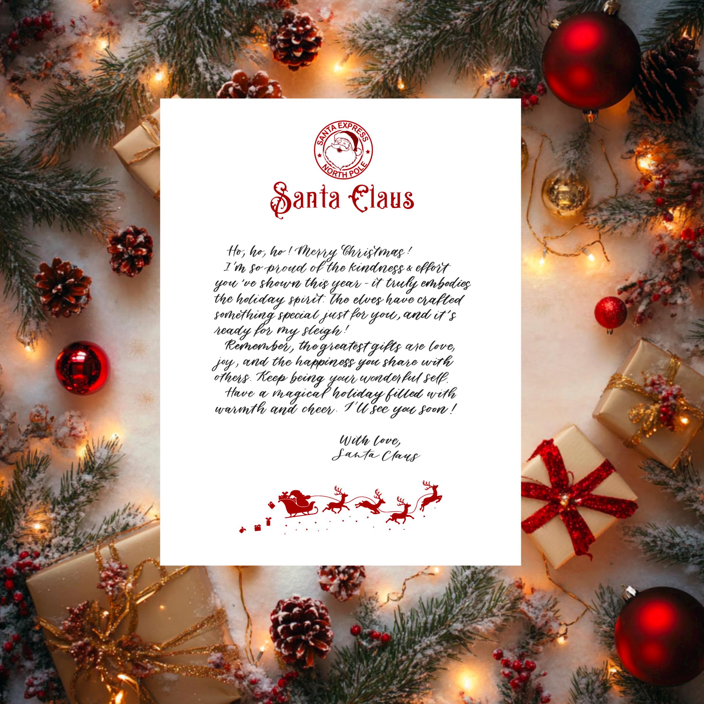 Printable Handwritten Letter From Santa Claus/ Christmas Letter ...