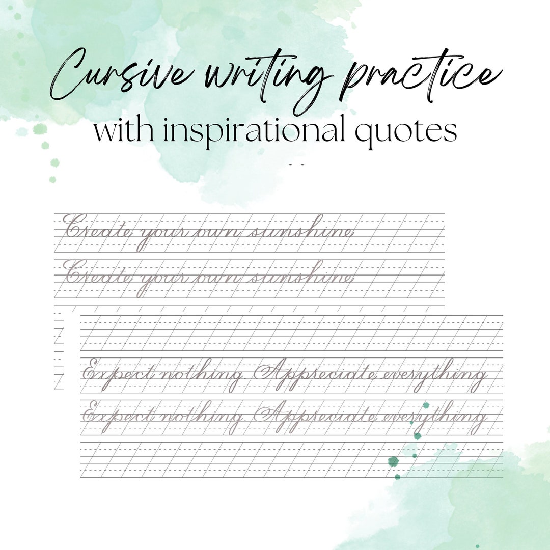 Printable Cursive Writing Worksheet With Inspirational Quotes ...