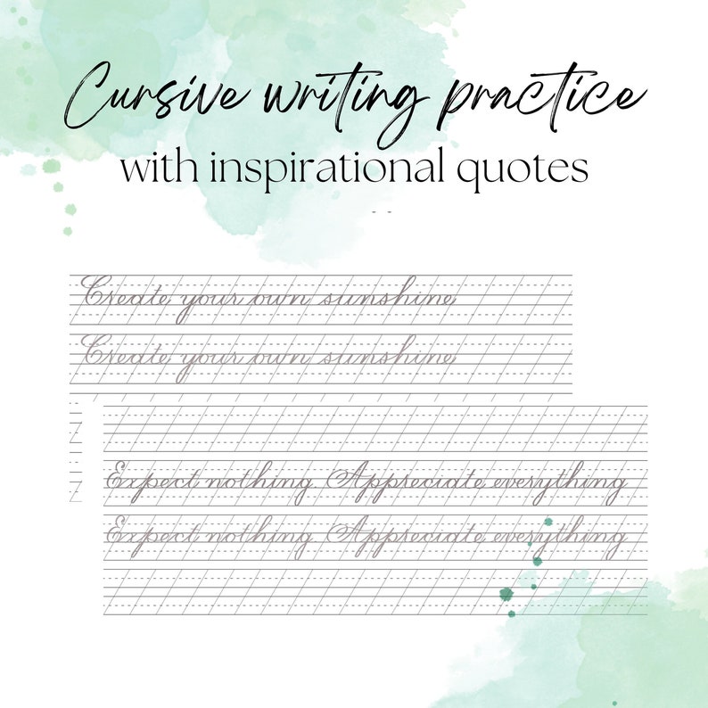 Printable Cursive Writing Worksheet With Inspirational Quotes ...