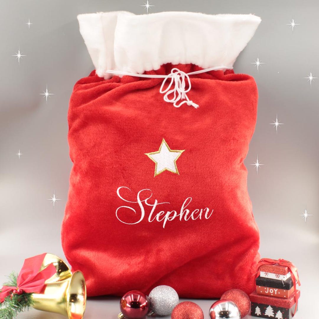 Traditional Red Christmas Sack Personalised Embroidered Name | Large ...