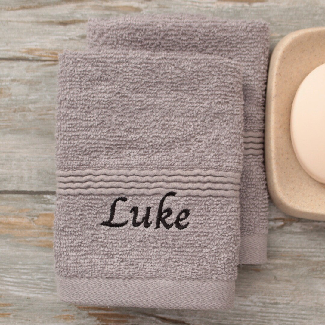 Embroidered Grey Face Cloths: Personalised Cotton Flannels, Skin Care ...