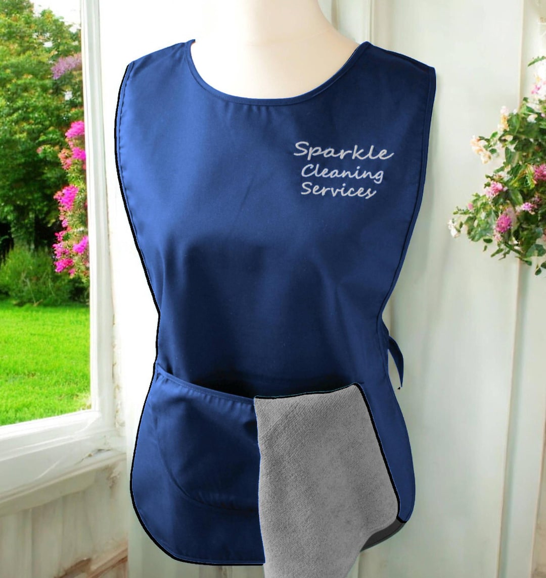 Personalised Royal Blue Tabard Apron: Embroidered Ladies Workwear With ...