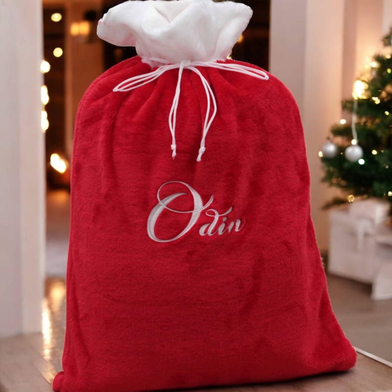 Traditional Red Christmas Sack Personalised Embroidered Name | Large ...