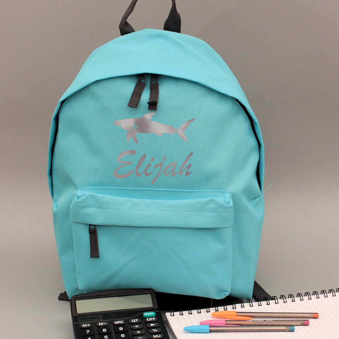 Personalised Backpack - Kids Rucksack With Shark and Childs Name ...