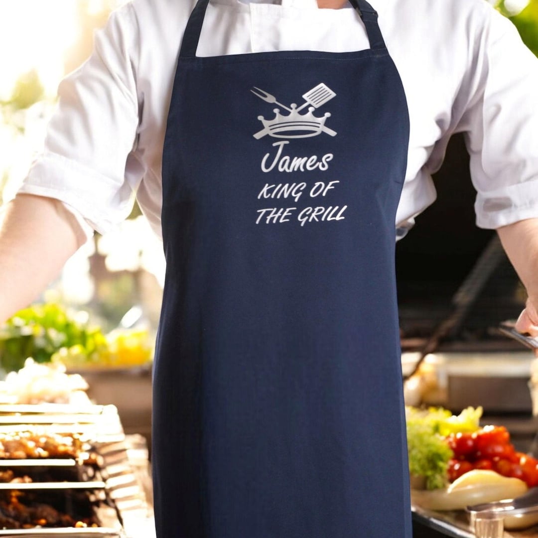Personalised BBQ Apron for Men – King of the Grill Gift, Choice of ...