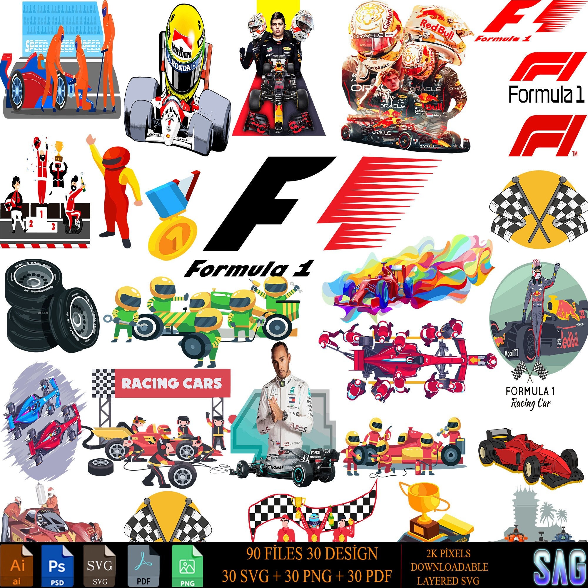 Formula 1 Stickers Svg - Etsy
