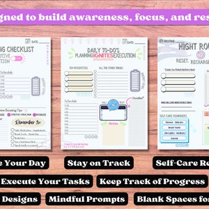 ADHD Daily Checklist Bundle for Planning and Productivity | Printable ...