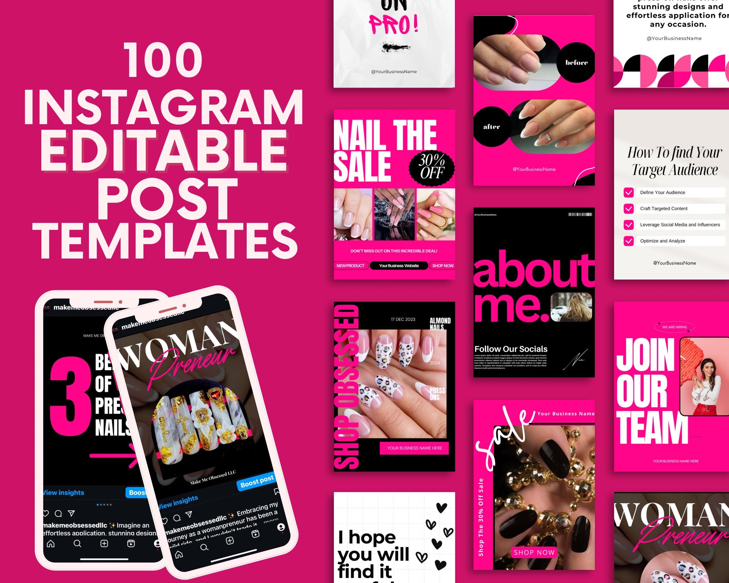 100 Instagram Editable Templates Canva Design | Social Media Post for ...