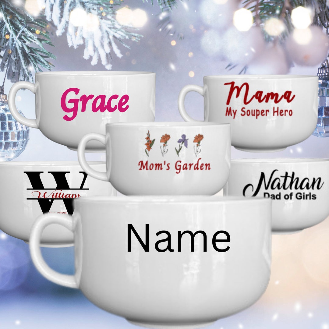 Personalized Soup Bowl, Handle, Ice Cream Bowl, Popcorn Bowl, Chili ...
