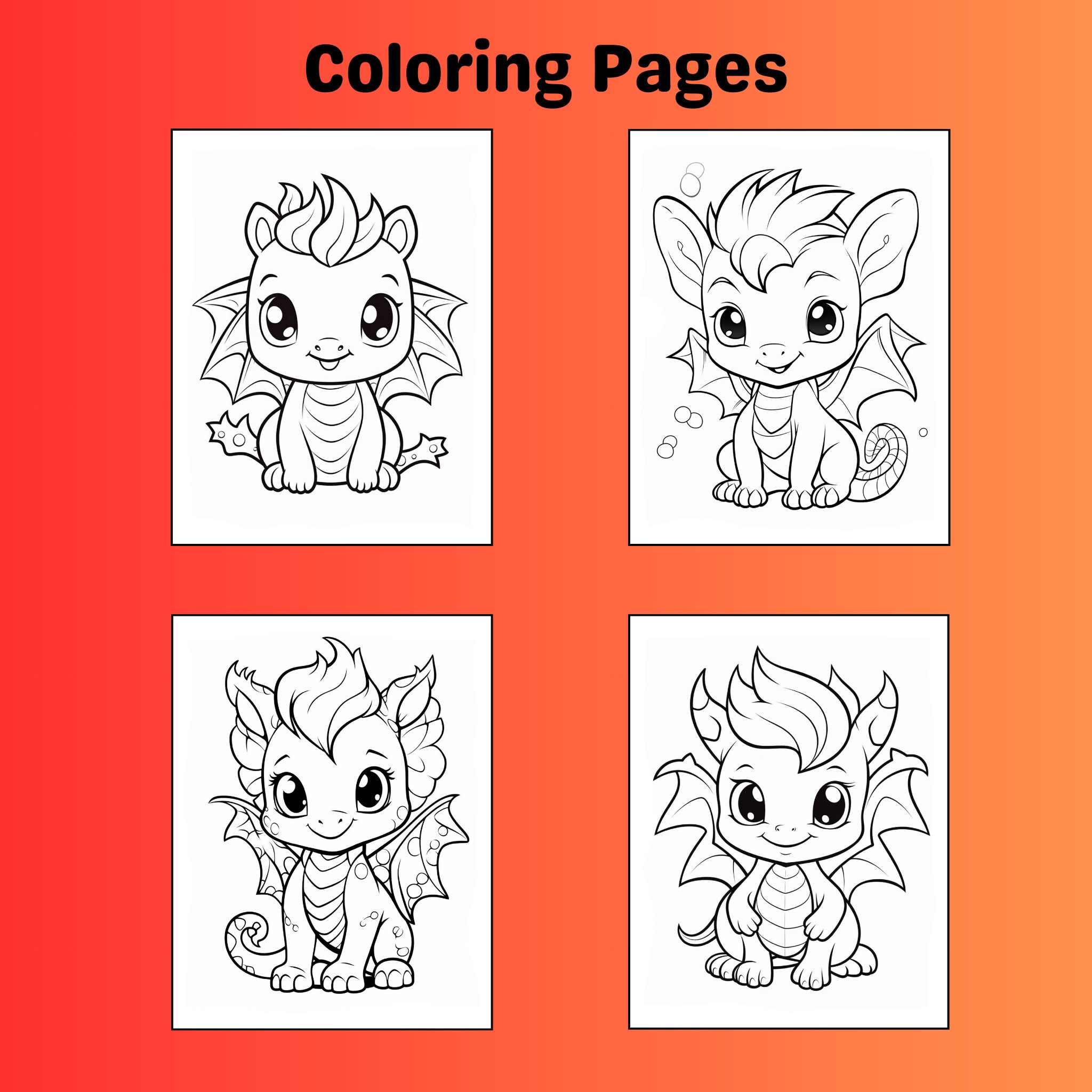 Coloring Pages of Cute Baby Dragons, Coloring for Kids, Printable - Etsy
