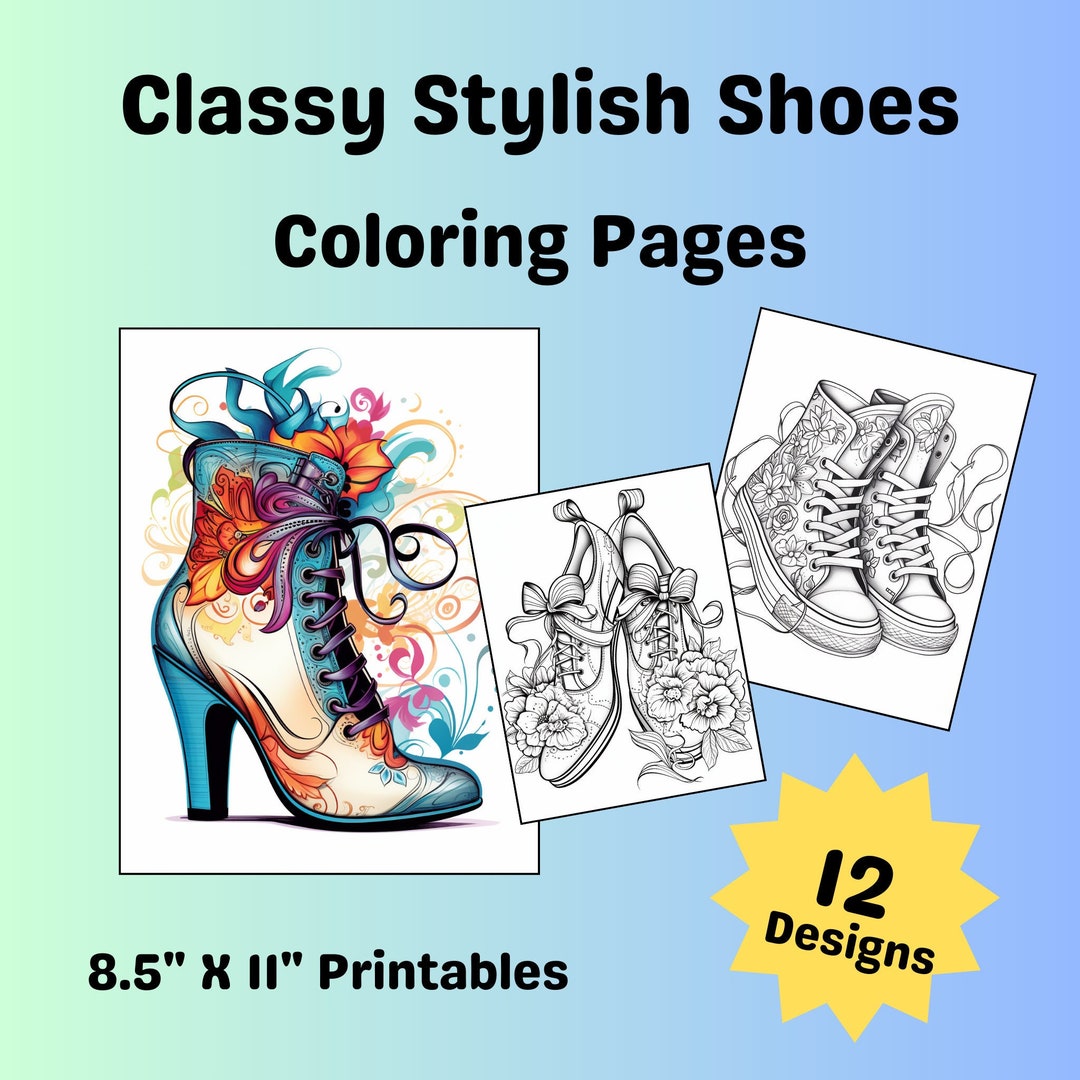 Printable Classy Stylish Shoes Coloring Pages, for Adults, Teens ...