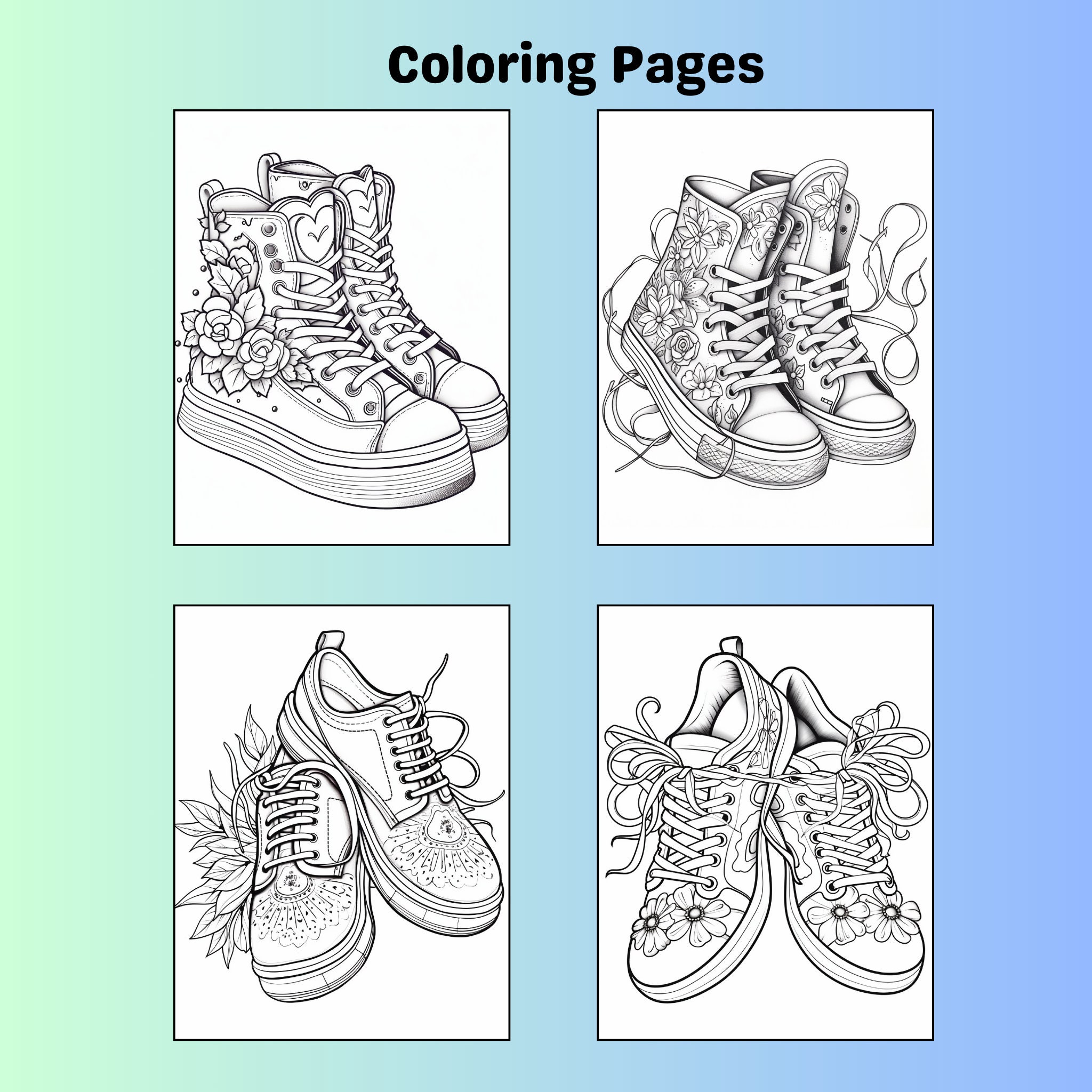 Printable Classy Stylish Shoes Coloring Pages, for Adults, Teens ...