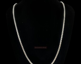 Italian Sterling Silver Round Box Link Chain Necklace Silver Chain 925 ...