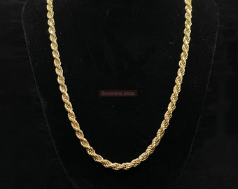 Italian Solid Sterling Silver Rope Link Chain Necklace Silver Chain 14K ...