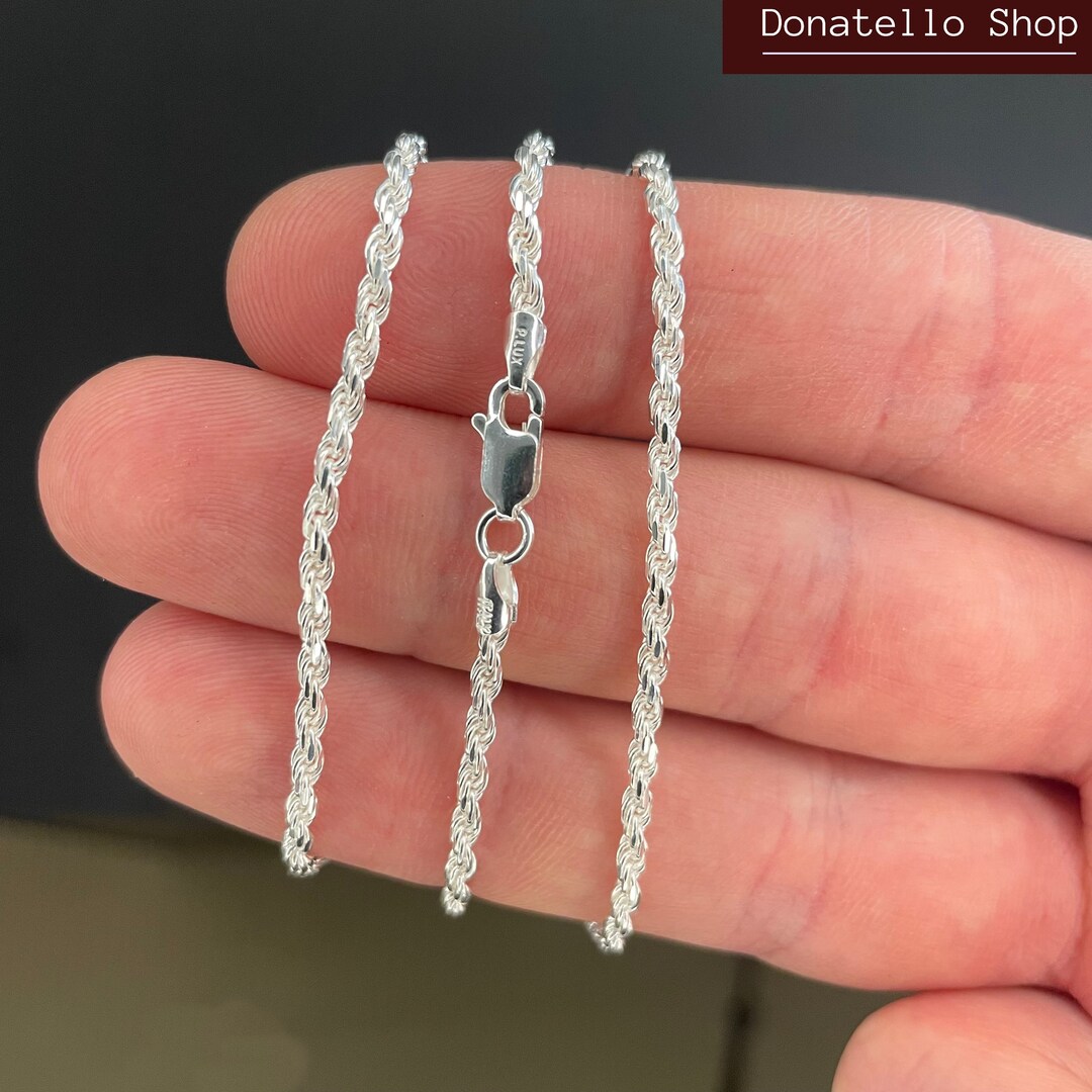 Sterling Silver 925 2.5mm Rope Chain, Solid Italian Made, Sterling ...
