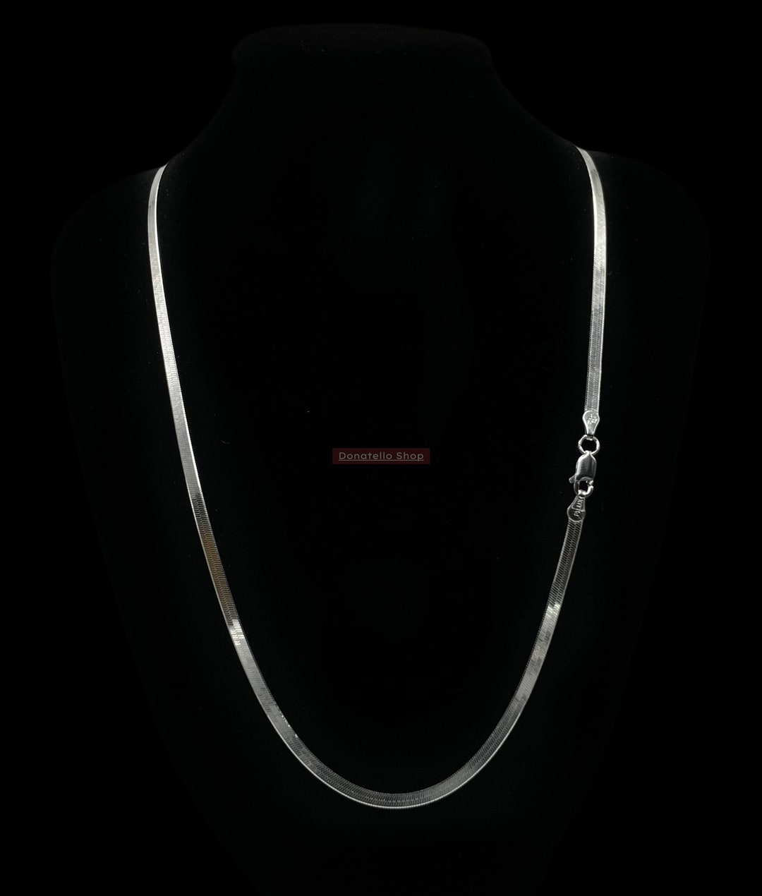 Italian Sterling Silver Flat Snake Herringbone Necklace 925 Italian ...