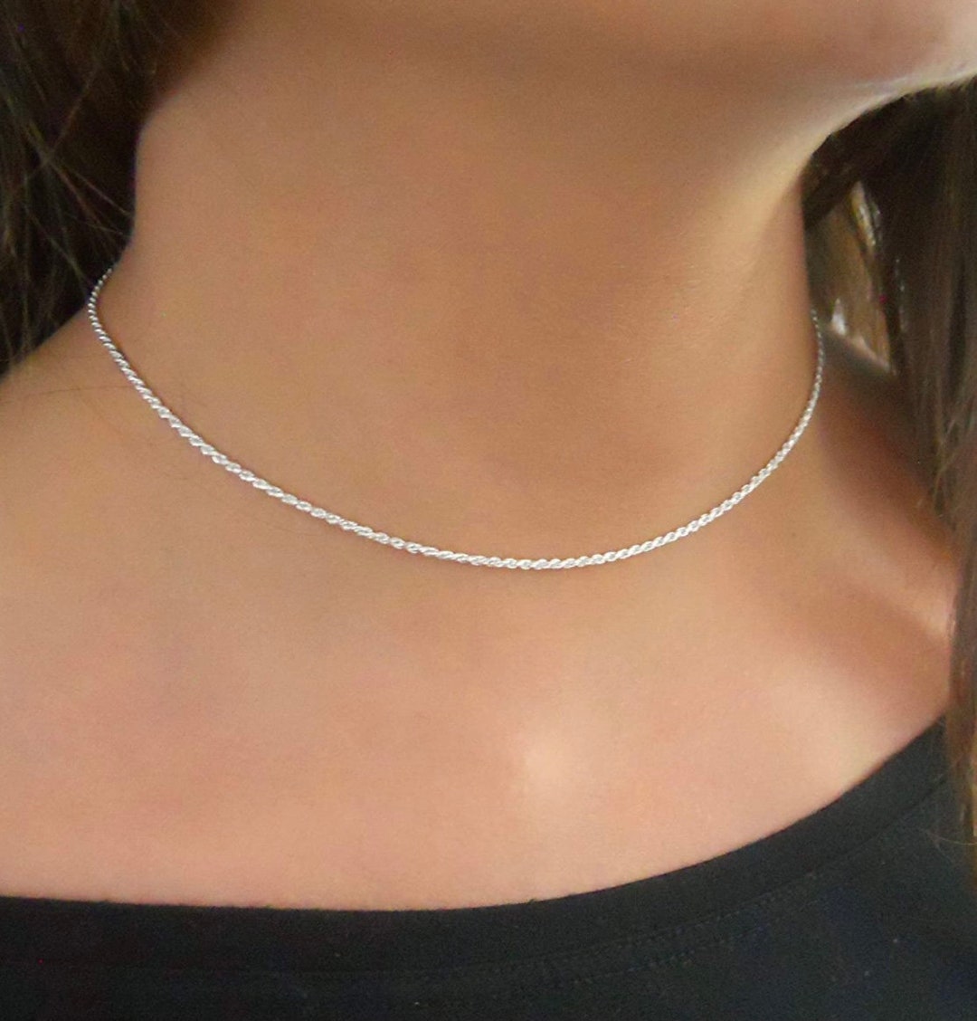 Sterling Silver Choker 925 Rope Chain Solid Italian Made - Etsy